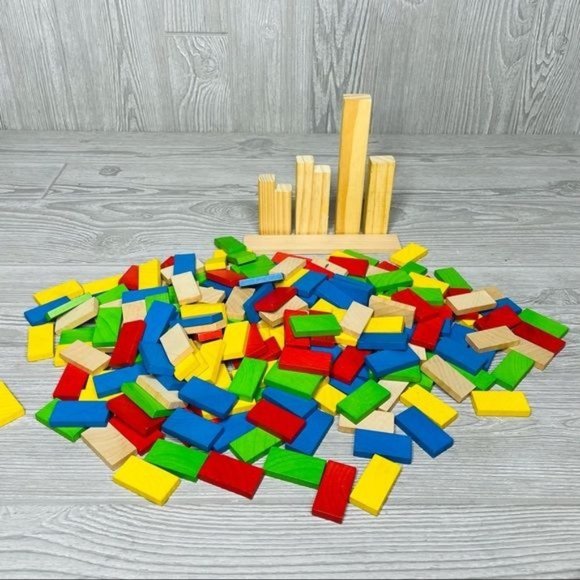 Accents | Domino Size Colorful Building Leaning Blocks About 222 Blocks ...